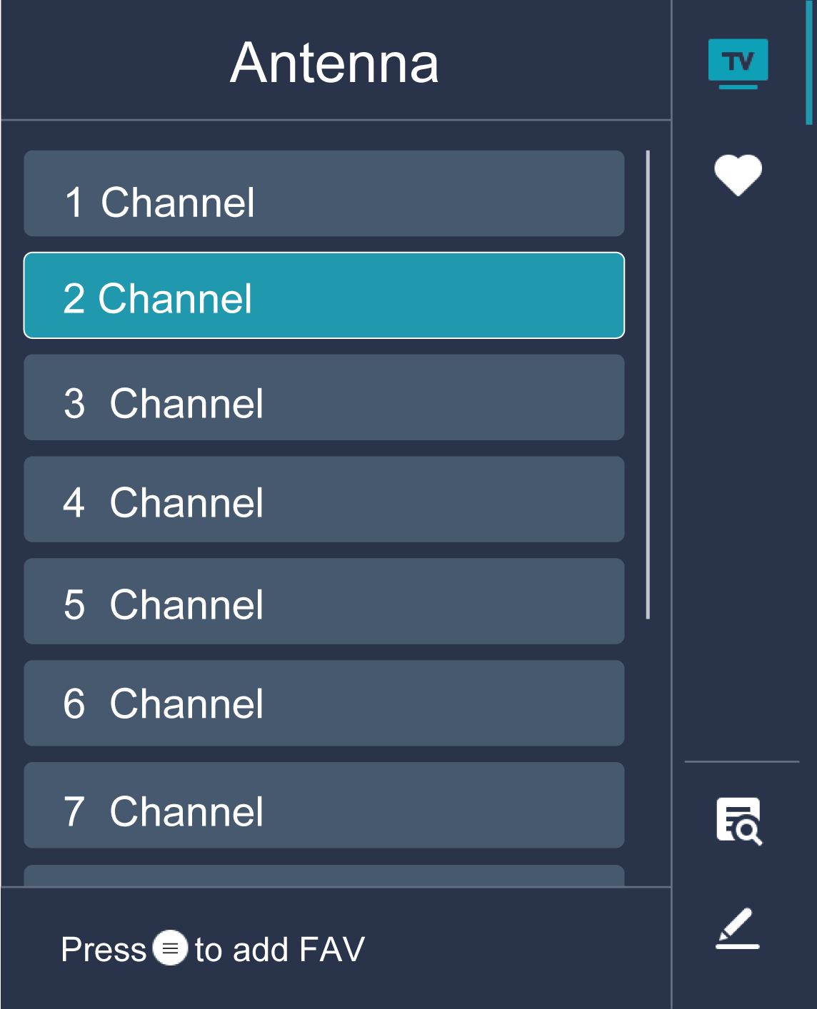 Display Channel List